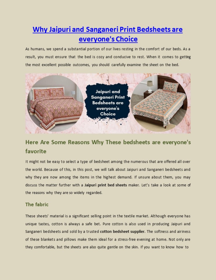 Why Jaipuri and Sanganeri Print Bedsheets are Everyone's Choice ...