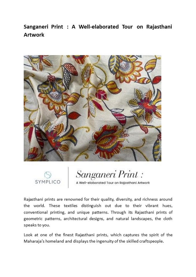 Sanganeri Print : A Well-elaborated Tour on Rajasthani Artwork ...