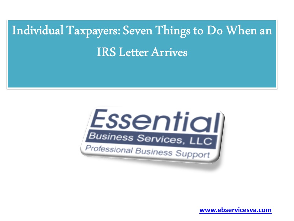 Individual Taxpayers: Seven Things to Do When an IRS Letter Arrives ...