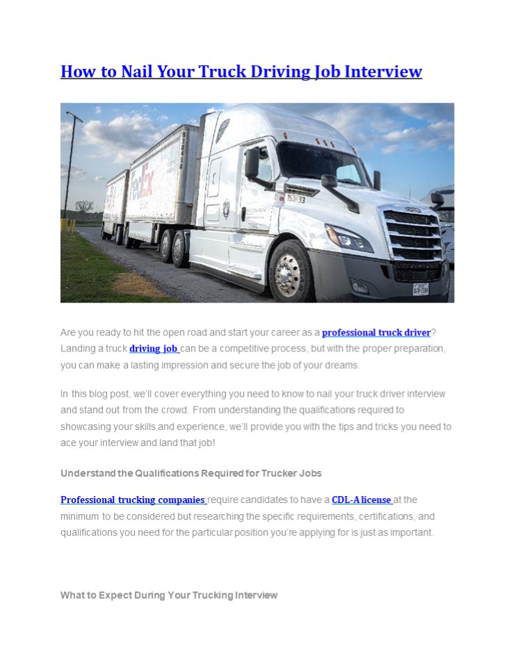 PPT – How to Nail Your Truck Driving Job Interview PowerPoint ...