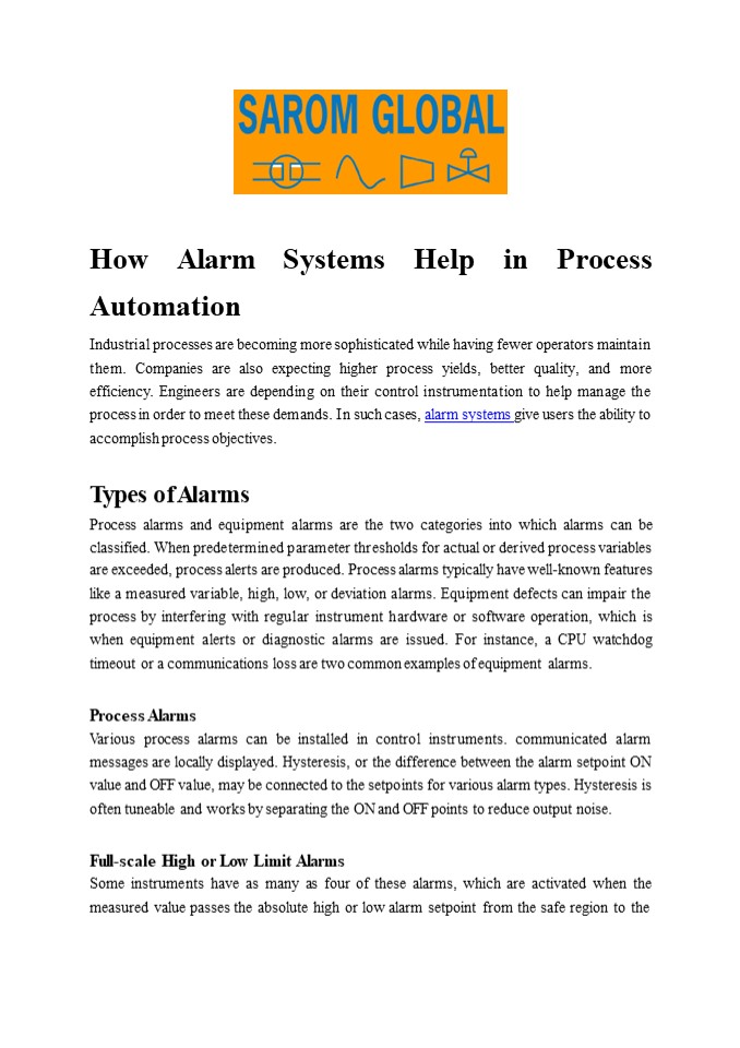 How Alarm Systems Help in Process Automation presentation | free to ...