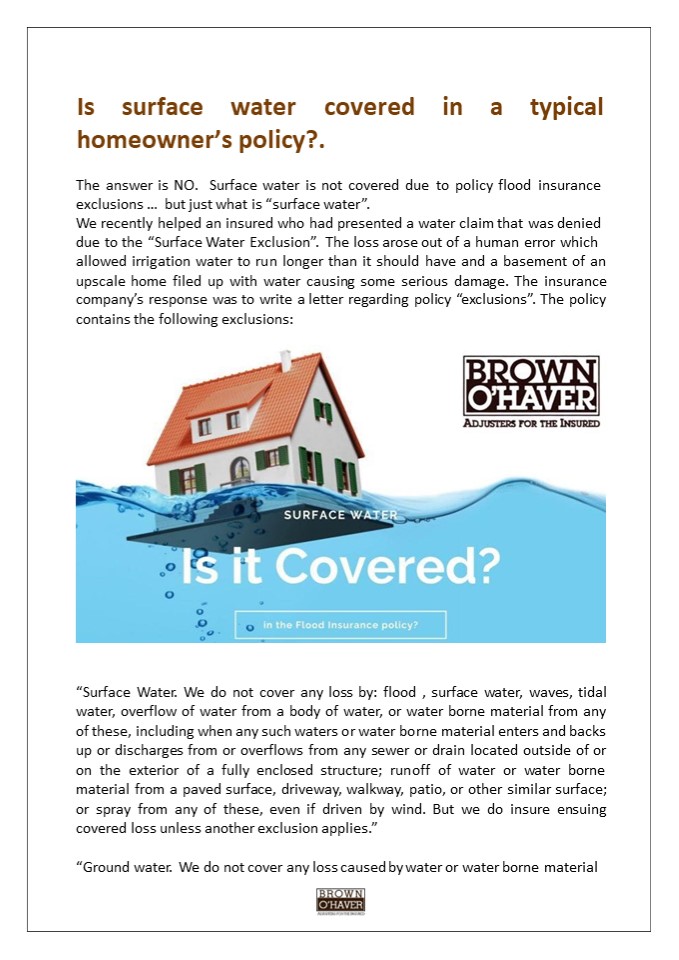 Is surface water covered in a typical homeowner’s policy?. presentation ...