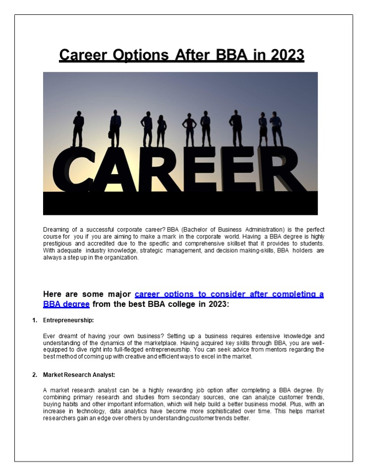 Career Options After BBA in 2023 presentation | free to download