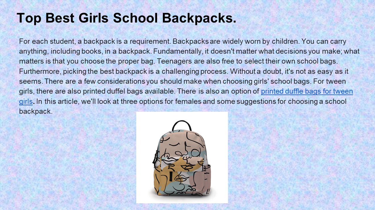 PPT – Top Best Girls School Backpacks. PowerPoint presentation | free ...
