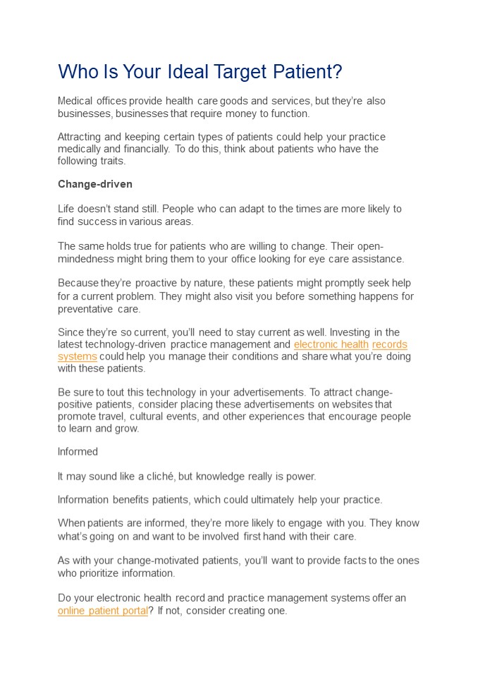 Who Is Your Ideal Target Patient? – Eye Care Leaders presentation ...