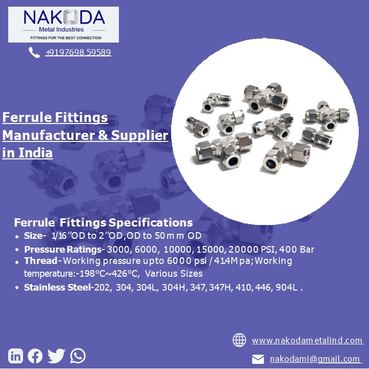 Ferrule Fittings Manufacturer & Supplier in India | Stainless Steel Ferrule Fittings ...
