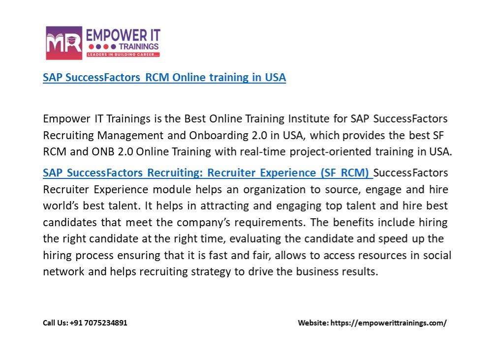 PPT – SAP SuccessFactors RCM Online training in USA ...