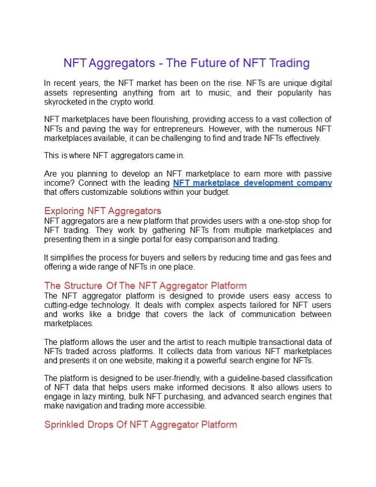 NFT Aggregators - The Future of NFT Trading presentation | free to download