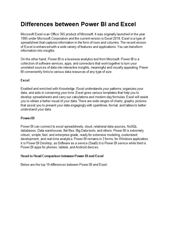 PPT – Differences between Power BI and Excel (1) PowerPoint ...
