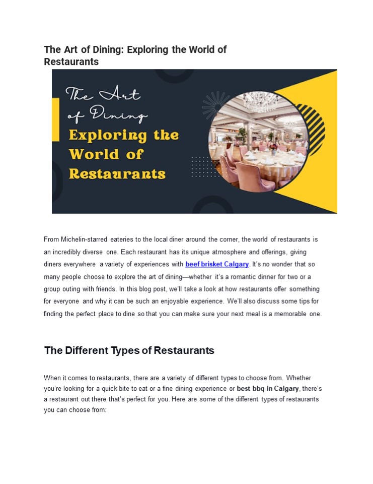 The Art of Dining: Exploring the World of Restaurants presentation ...