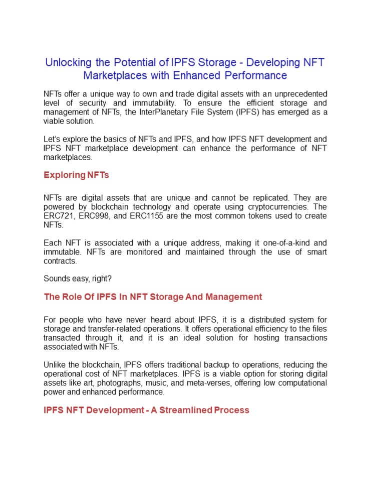 PPT – IPFS Storage - Developing NFT Marketplaces with Enhanced Performance PowerPoint ...