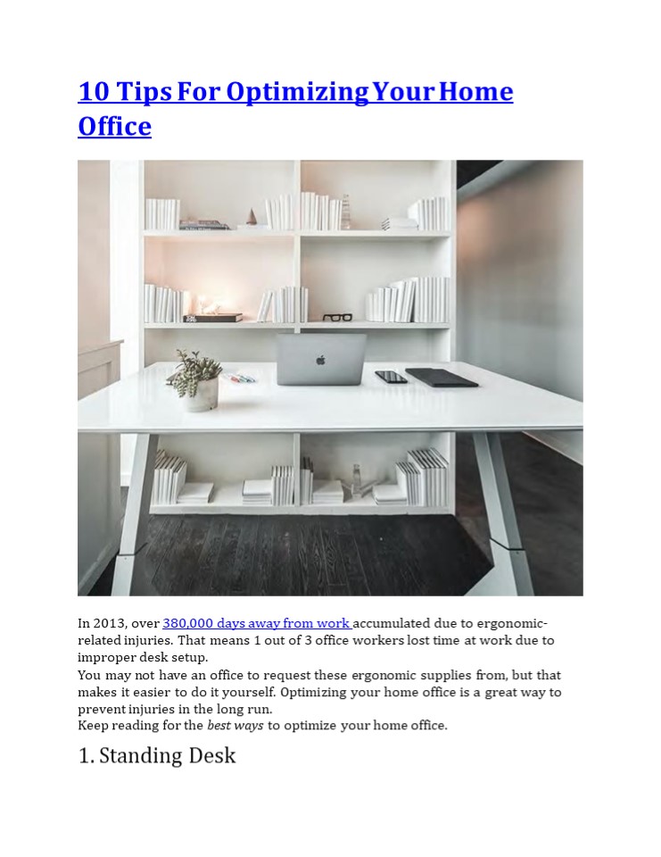 10 Tips For Optimizing Your Home Office presentation | free to download