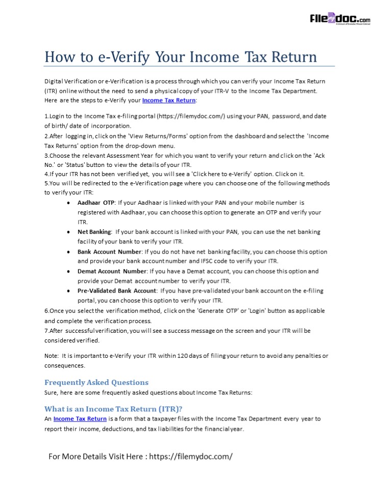 How to e-Verify Your Income Tax Return presentation | free to download