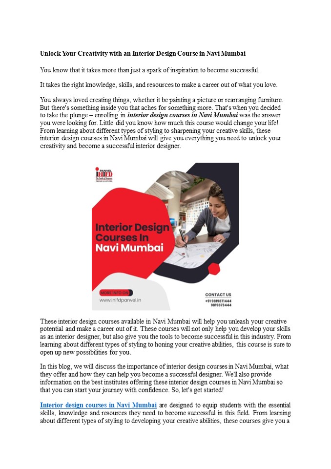 Interior Design Course in Navi Mumbai presentation | free to download