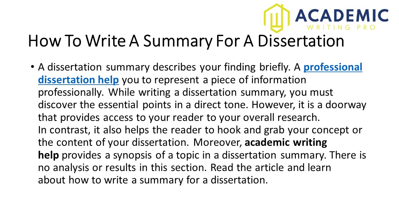 PPT How To Write A Summary For A Disssertation PowerPoint Presentation Free To Download Id 