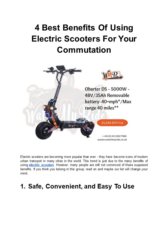 PPT – 4 Best Benefits Of Using Electric Scooters For Your Commutation ...
