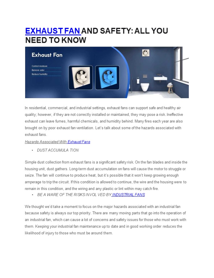 EXHAUST FAN AND SAFETY: ALL YOU NEED TO KNOW presentation | free to ...