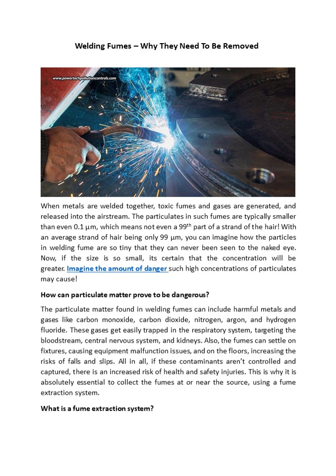 PPT – Welding Fumes – Why They Need To Be Removed PowerPoint ...