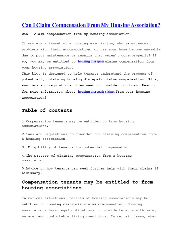 Can I Claim Compensation From My Housing Association? presentation ...