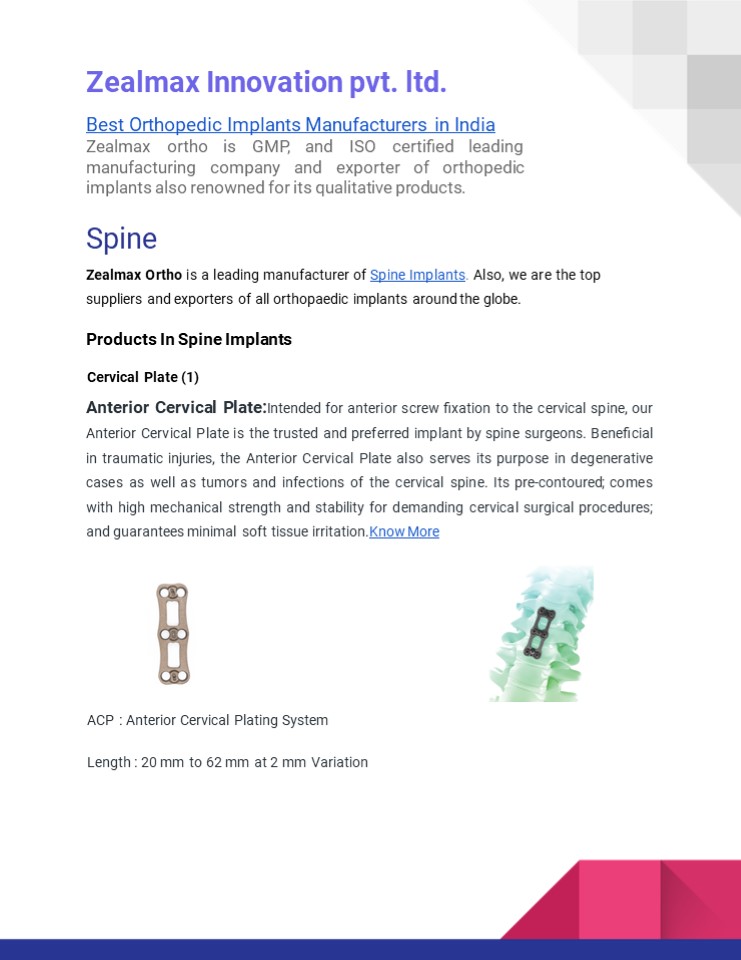 PPT – Spine Implants Manufacturer and Exporter | Zealmax Ortho ...