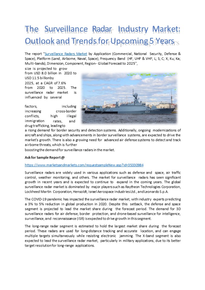 PPT – The Surveillance Radar Industry: Market Outlook and Trends (2020 ...