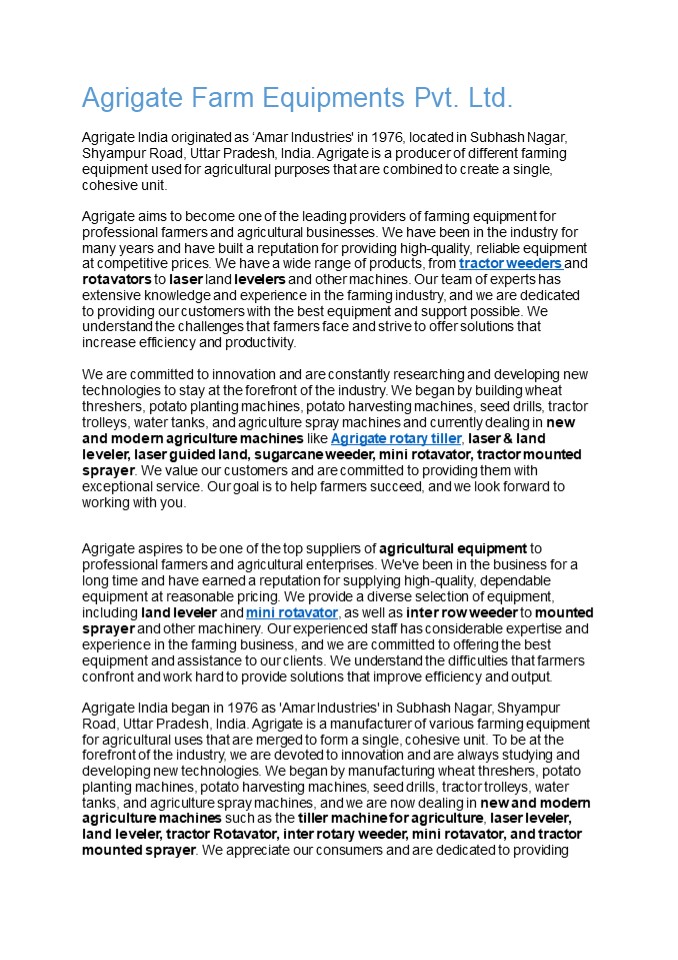 Achieve Optimal Soil Preparation with Laser Land Leveler and Inter Row ...