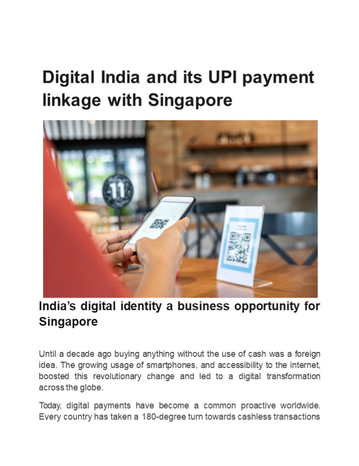 Digital India and its UPI payment linkage with Singapore presentation ...