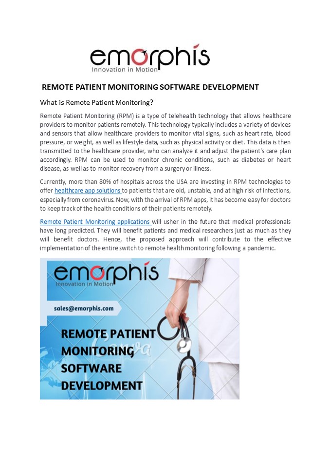REMOTE PATIENT MONITORING SOFTWARE DEVELOPMENT presentation | free to ...