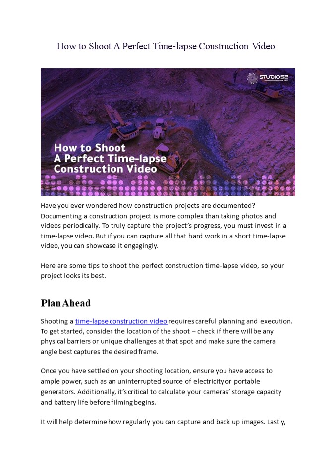 How to Shoot A Perfect Time-lapse Construction Video presentation ...