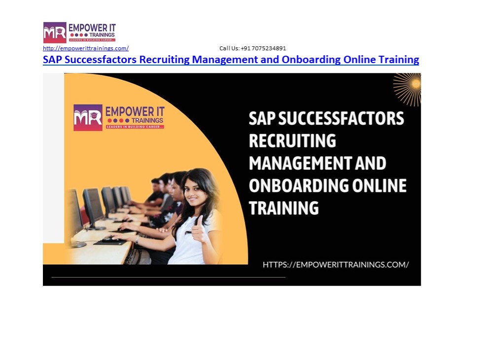 Sap SuccessFactors Recruiting Management and Onboarding Online training ...