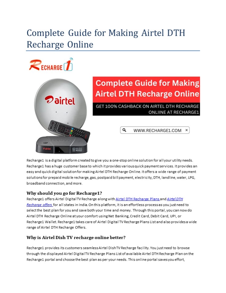 Complete Guide for Making Airtel DTH Recharge Online presentation | free to download