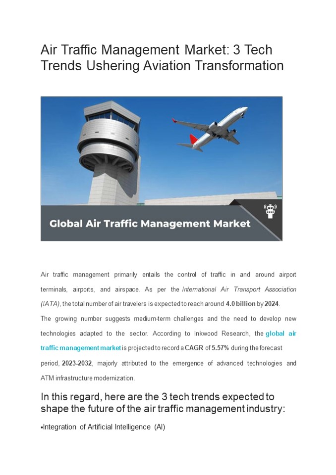 PPT – Air Traffic Management Market: 3 Tech Trends Ushering Aviation ...