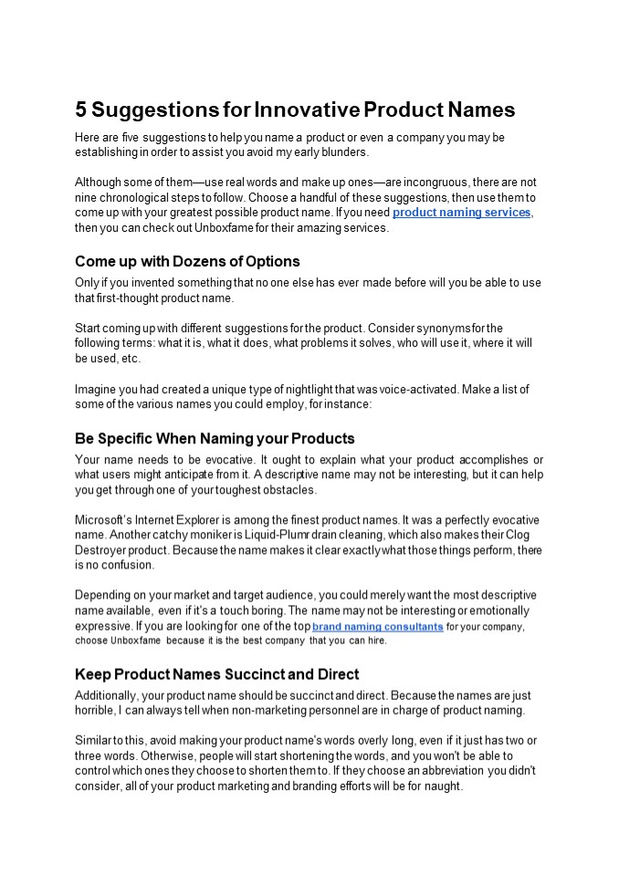 PPT – 5 Suggestions for Innovative Product Names PowerPoint ...