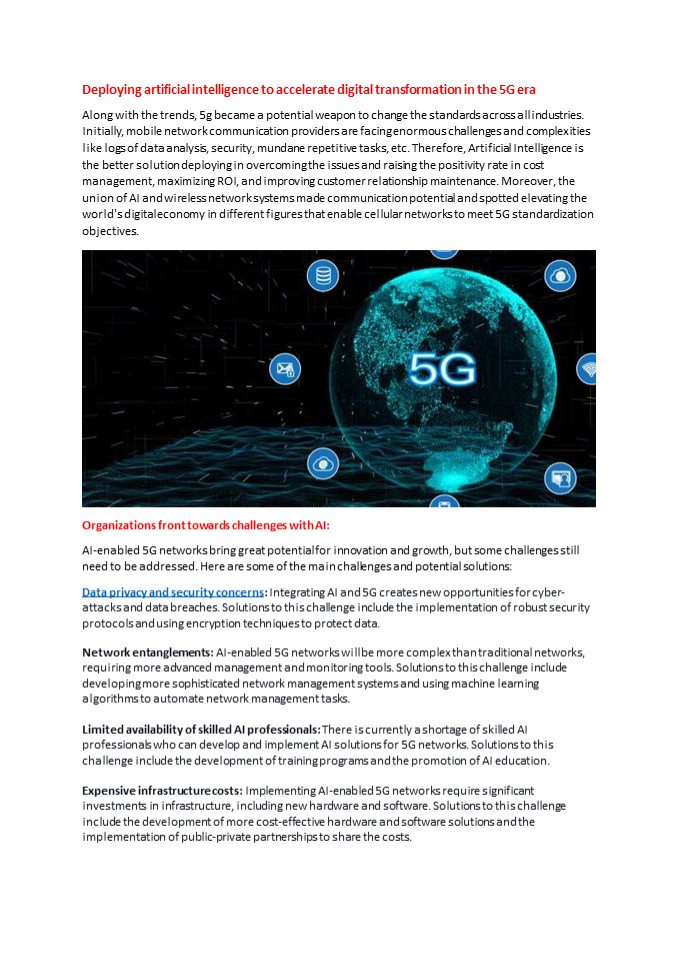 Deploying artificial intelligence to accelerate digital transformation in the 5G era ...