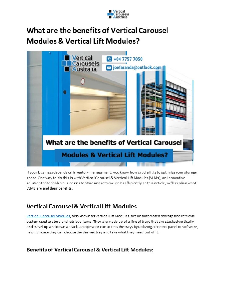 What are the benefits of Vertical Carousel Modules & Vertical Lift ...