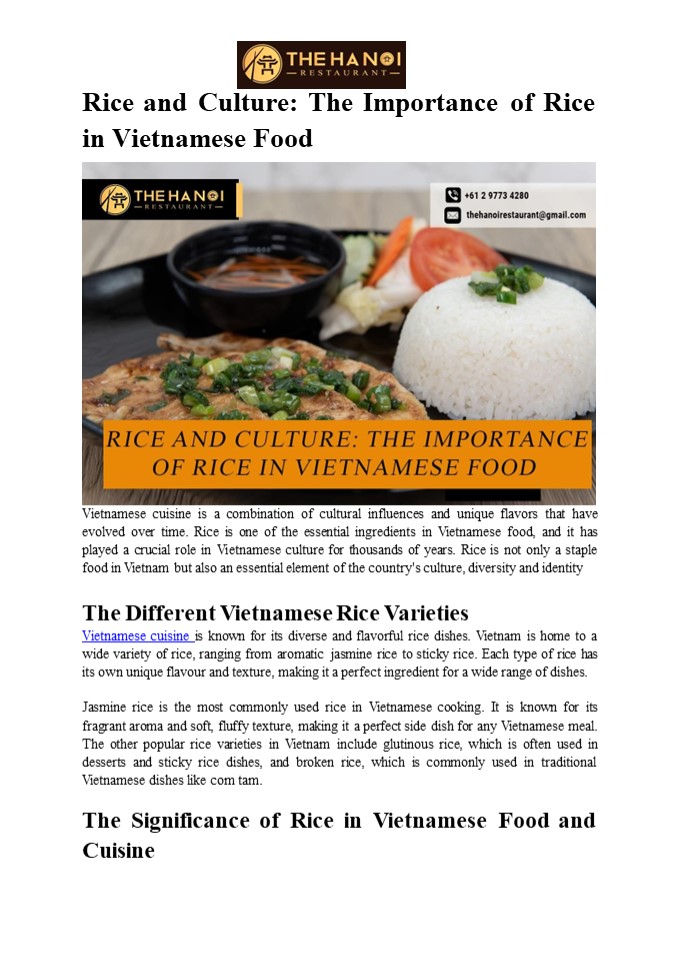 PPT – Rice and Culture: The Importance of Rice in Vietnamese Food ...