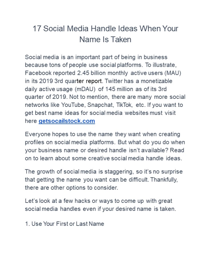 17 Social Media Handle Ideas When Your Name Is Taken presentation ...
