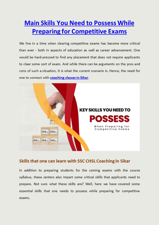 Main Skills You Need to Possess While Preparing for Competitive Exams ...