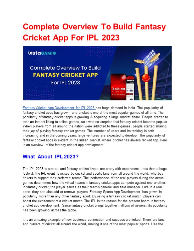 Complete Overview To Build Fantasy Cricket App For IPL 2023 ...