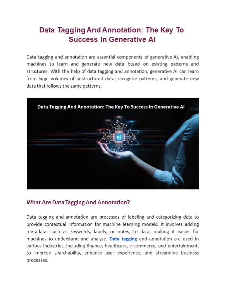 Data Tagging And Annotation: The Key To Success In Generative AI ...