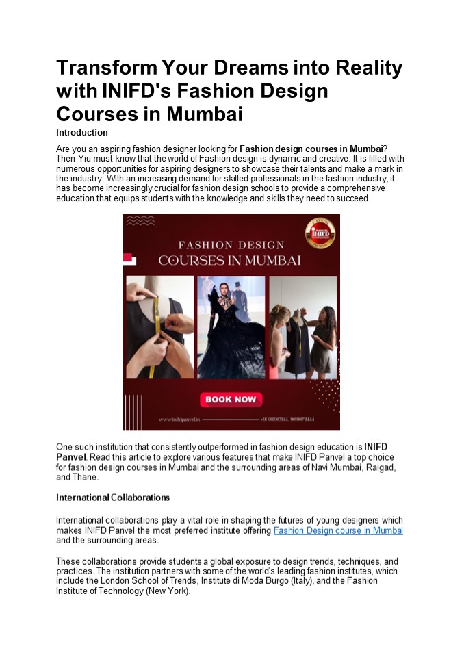 PPT – Transform Your Dreams into Reality with INIFD's Fashion Design ...