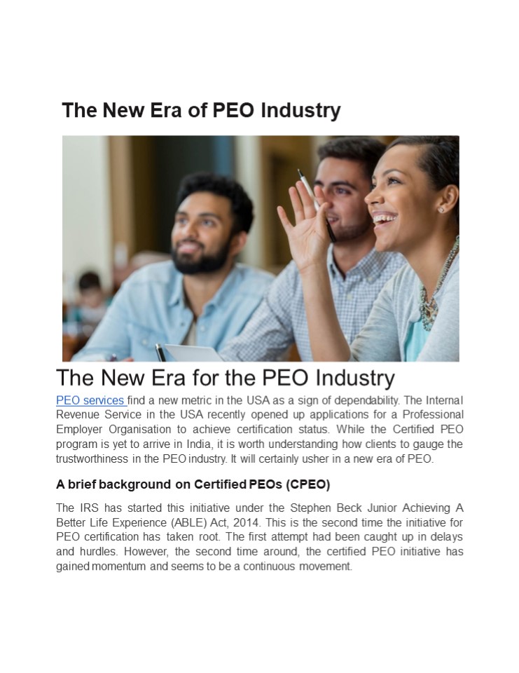 Era of PEO Industry presentation | free to download