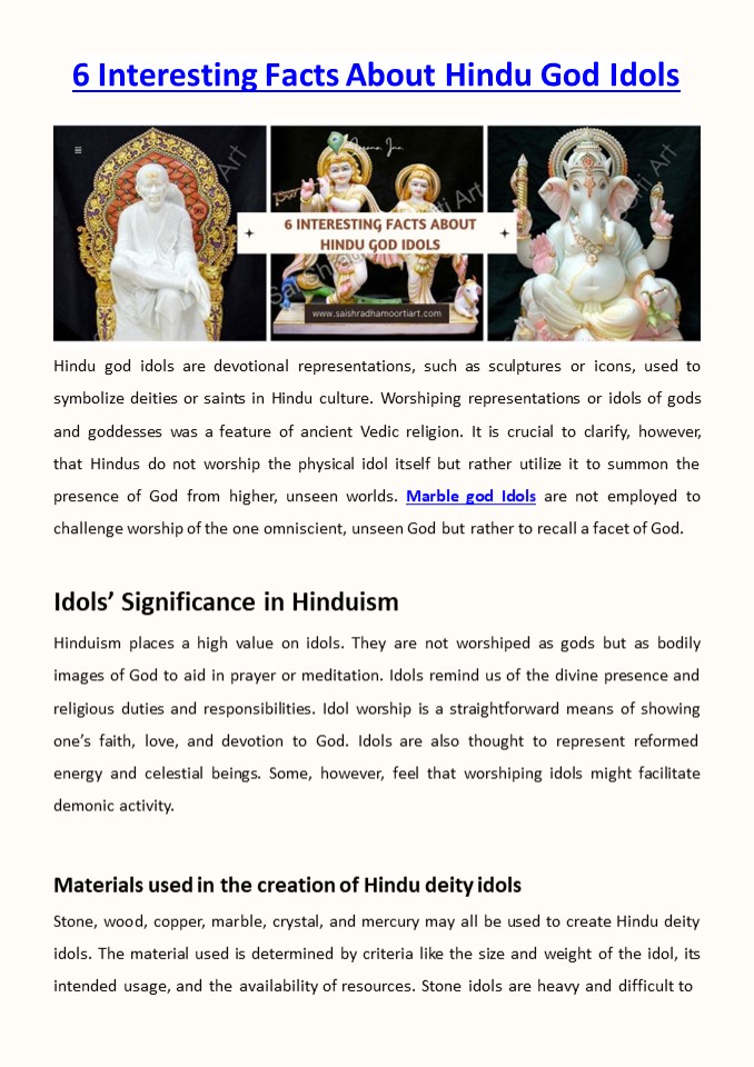 6 Interesting Facts About Hindu God Idols presentation | free to download