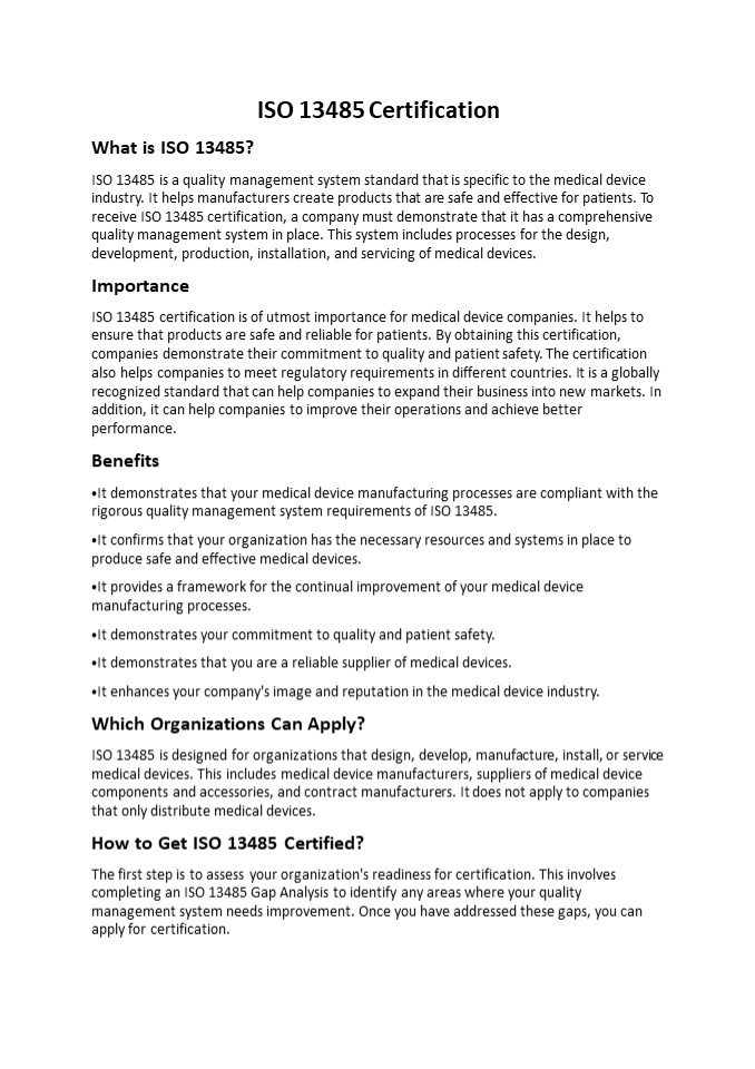 Certificacion iso 13485 presentation | free to download