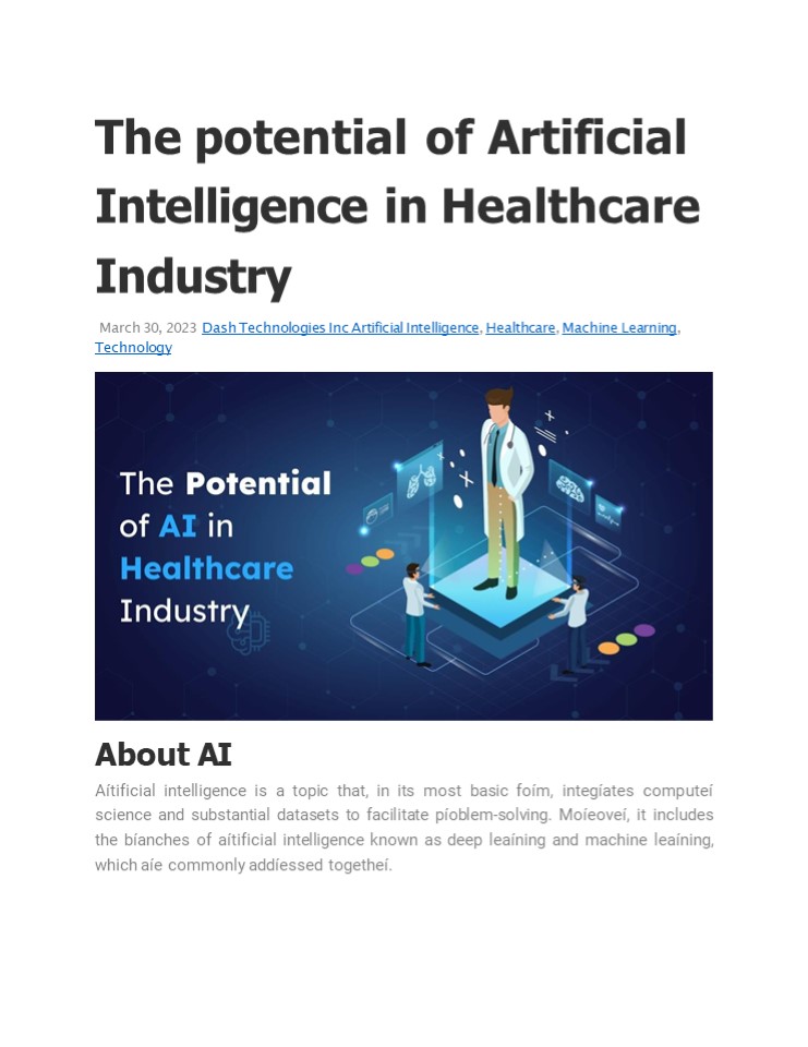 The potential of Artificial Intelligence in Healthcare Industry ...