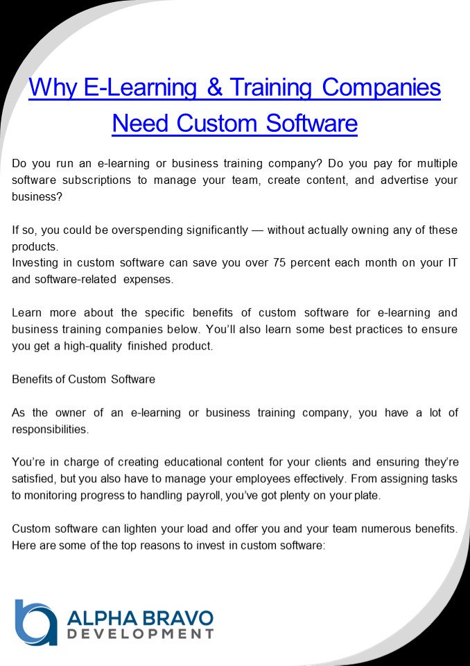 Why E-Learning & Training Companies Need Custom Software - Alpha Bravo ...