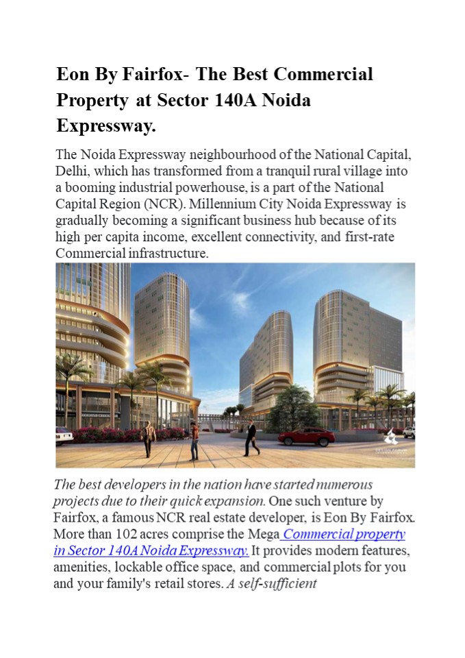Eon By Fairfox- The Best Commercial Property At Sector 140A Noida ...