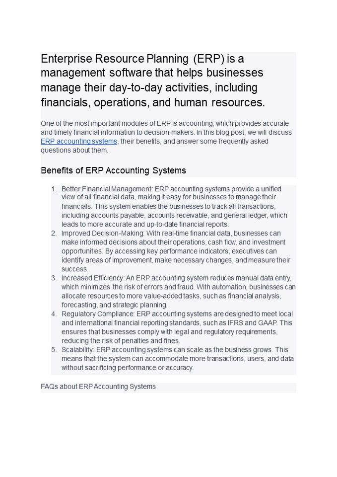 PPT – Enterprise Resource Planning (ERP) is a management software that ...