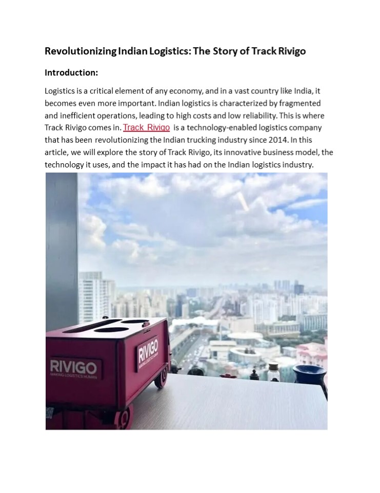 Revolutionizing Indian Logistics: The Story of Track Rivigo presentation | free to download