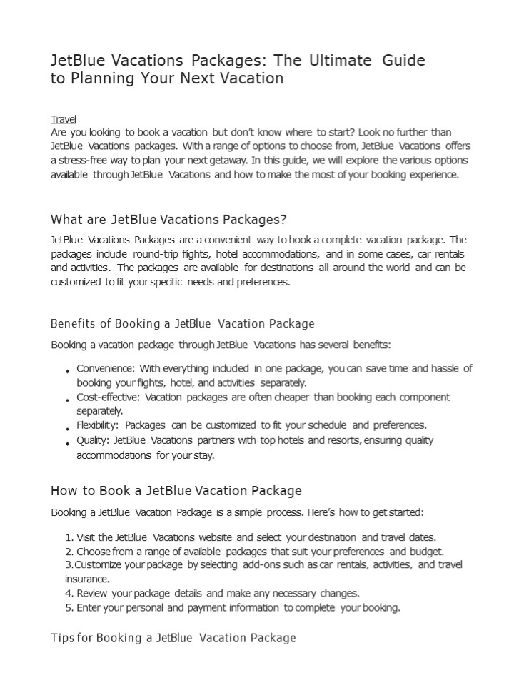 PPT – JetBlue Vacations Packages: The Ultimate Guide to Planning Your ...
